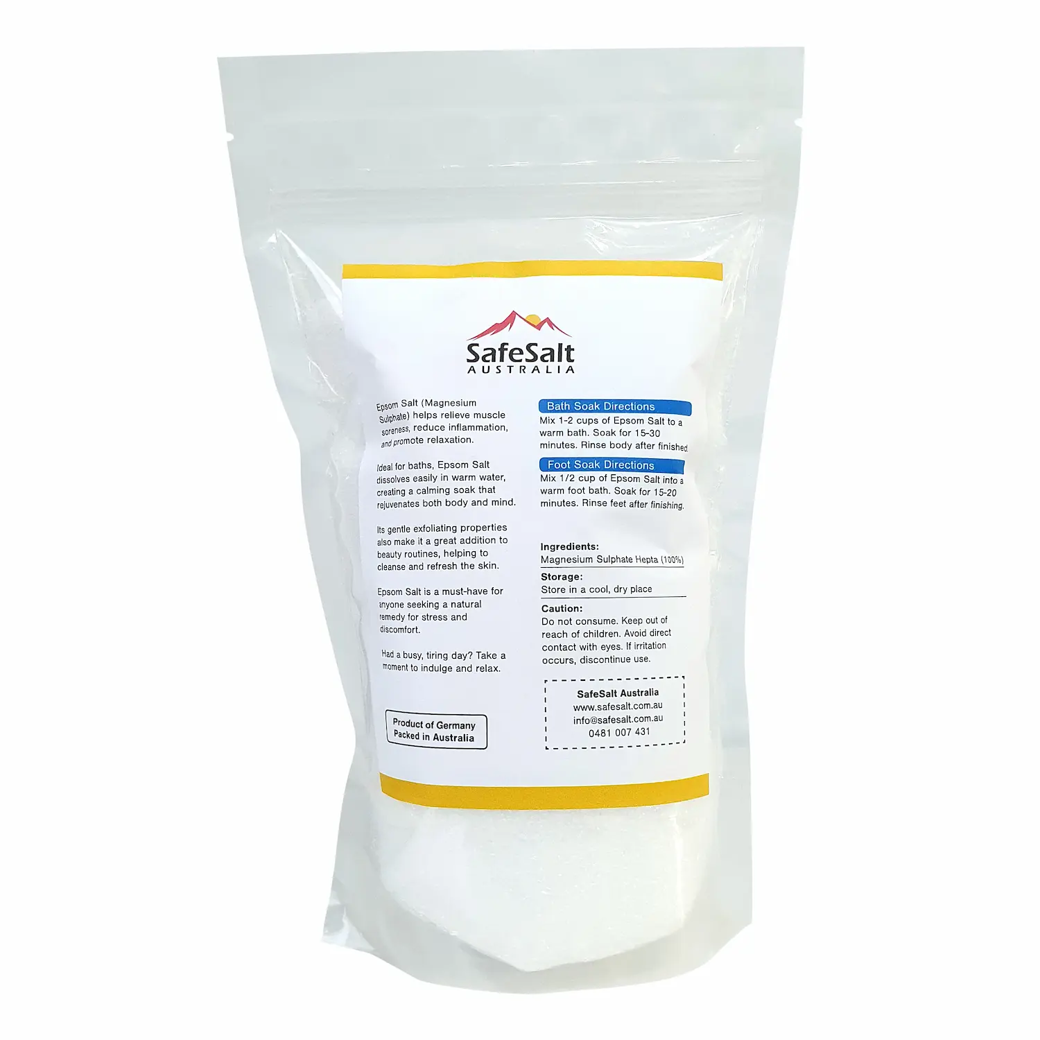 Epsom Bath Salt (950g) | SafeSalt Australia